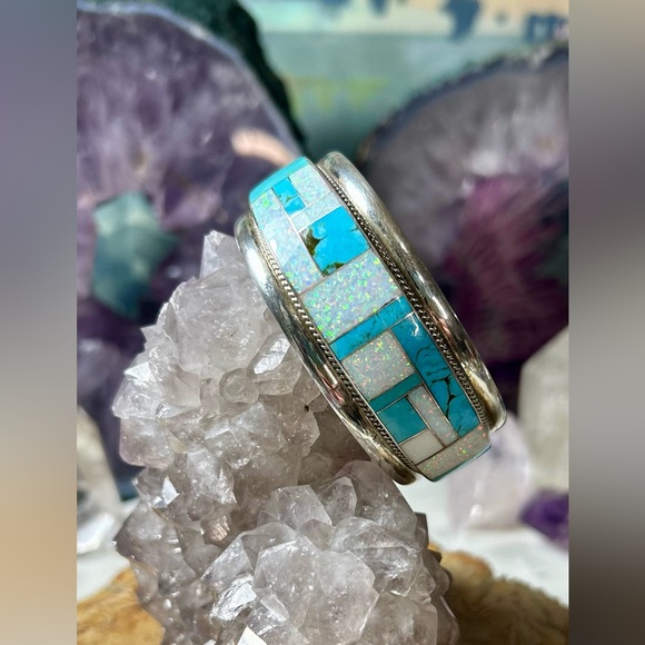Zuni Handmade | Jewelry | Nwt Zuni Handmade Opal And Turquoise Inlay ...